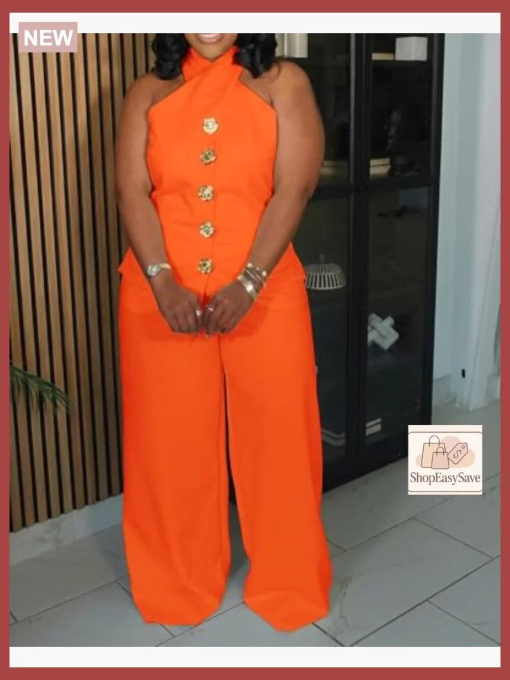 Pants & Jumpsuits | Plus Size Two Piece Outfits Halter Neck Tank Wide ...